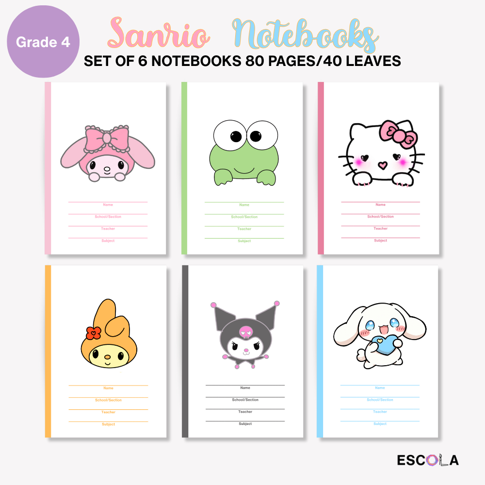 Set of 6 GRADE 4 Composition Notebooks, Sanrio inspired Design ...
