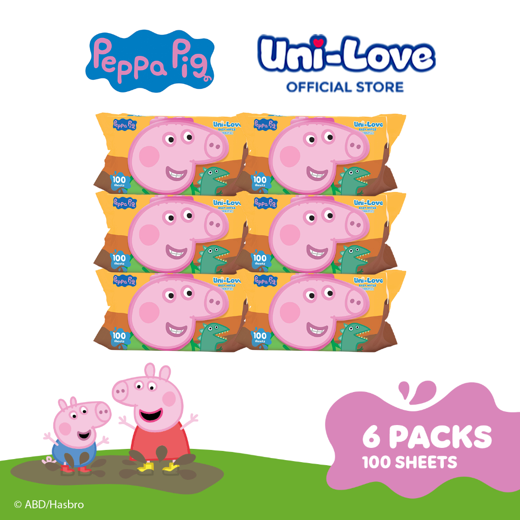 Uni-Love x Peppa Pig Baby Wipes 100's (George) Pack of 6 | Shopee ...