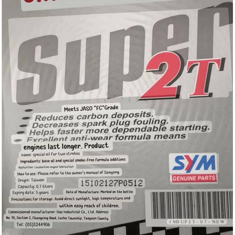 SYM JET 100, ALPHA, EURO ORIG SYM BRAMAX SUPER 2T OIL BRAND NEW ...
