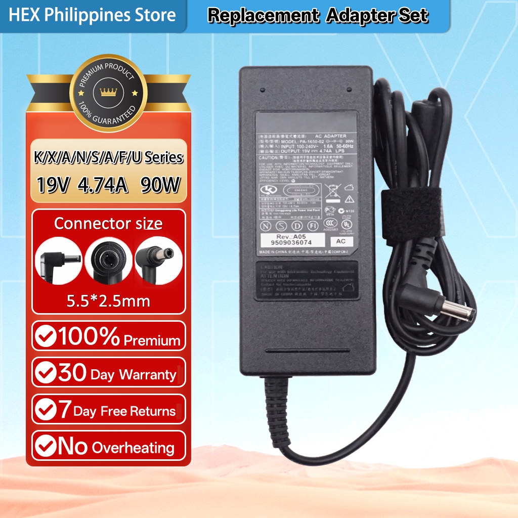 Compatible with ASUS Charger 19V 4.74A 90W K/X/A/N/S/A/F/U Series K52 ...