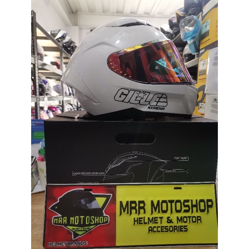 Gille Kerena plain white fullface helmet | Shopee Philippines