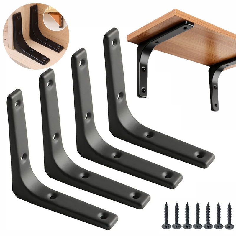 (2 PCS) Heavy Duty L Shaped Wall Mounted Shelf Brackets Reinforcement ...