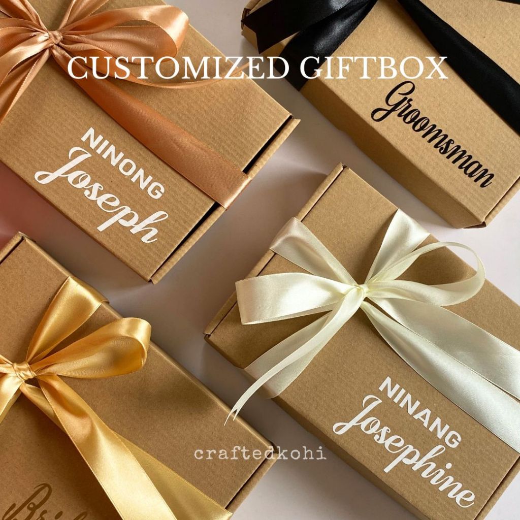 Customized Gift Box with Ribbon Name Label Sticker and Notecard ...