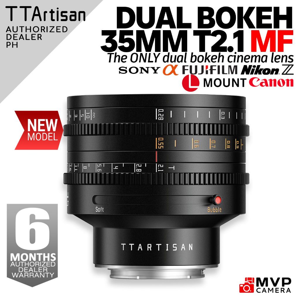 TTARTISAN 35mm T2.1 full-frame MF Manual Cine Lens Unique Dual Bokeh Bubble Soft Follow Focus ...