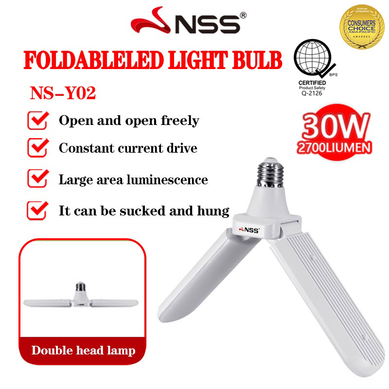 NSS Foldable LED Fan Bulb light bulb 30W 6500K 1954 Lumen LED lights ...