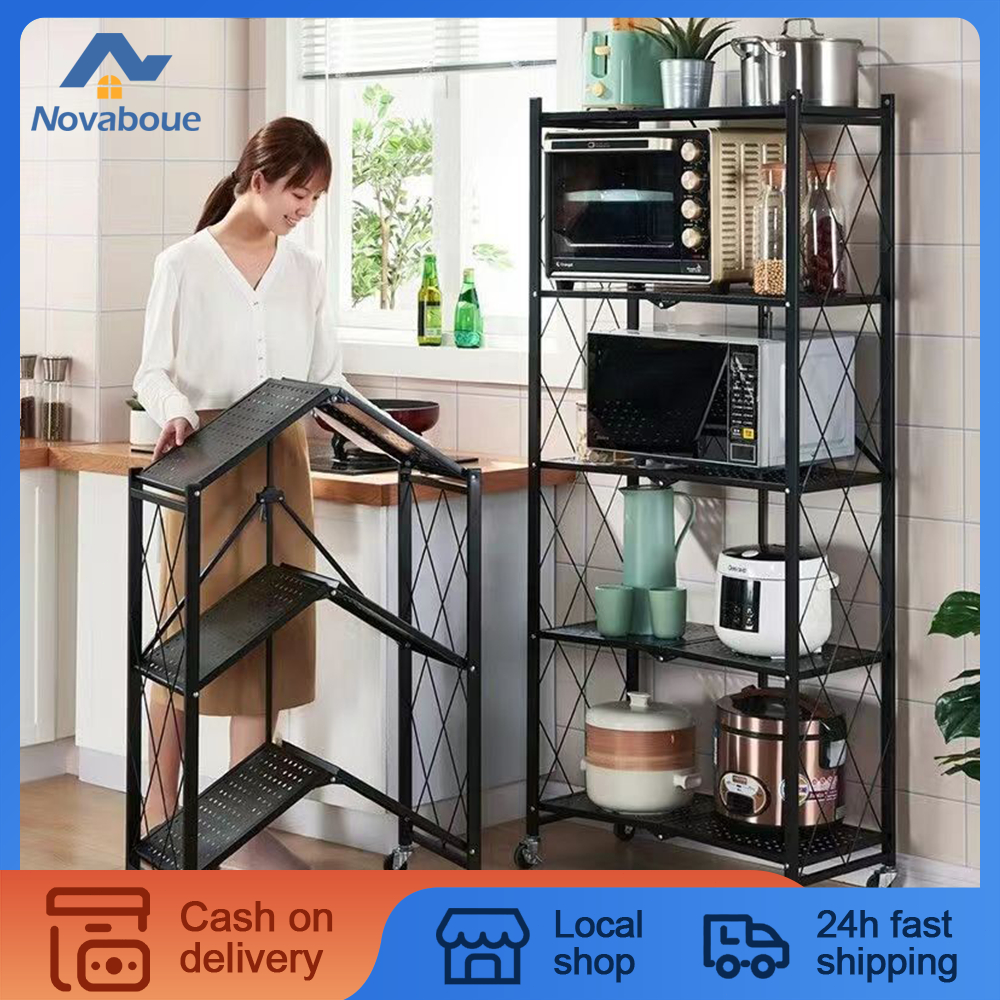 Foldable Kitchen Rack organizer Multifunction Metal Rack kitchen ...