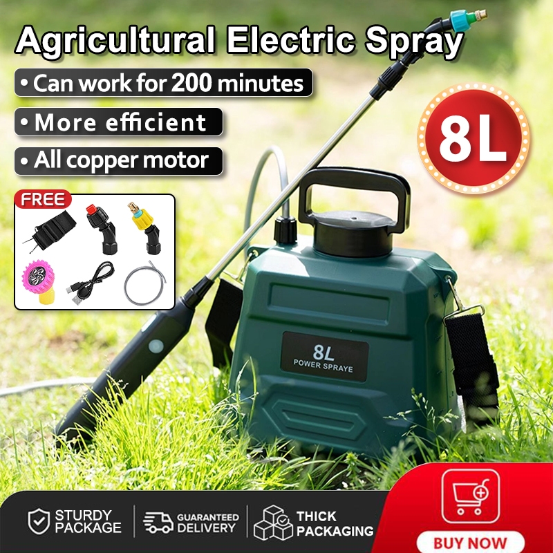 Portable Electric Sprayer 8L Automatic Spray Gun Garden Plant Watering ...