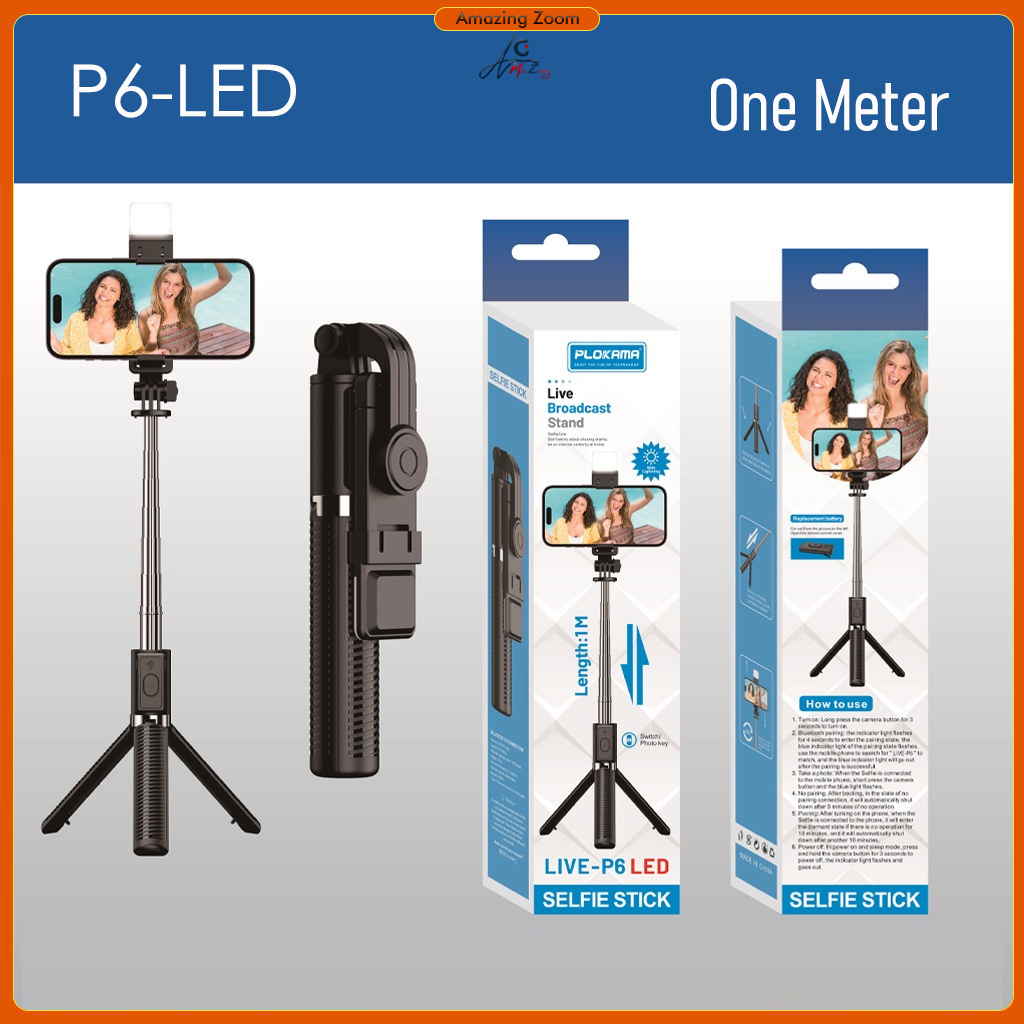 Good 1 Meter Extendable Wireless Selfie-Stick Monopod Tripod Bluetooth ...