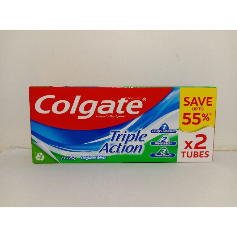 COLGATE Anticavity Toothpaste Triple Action 2×120g | Shopee Philippines
