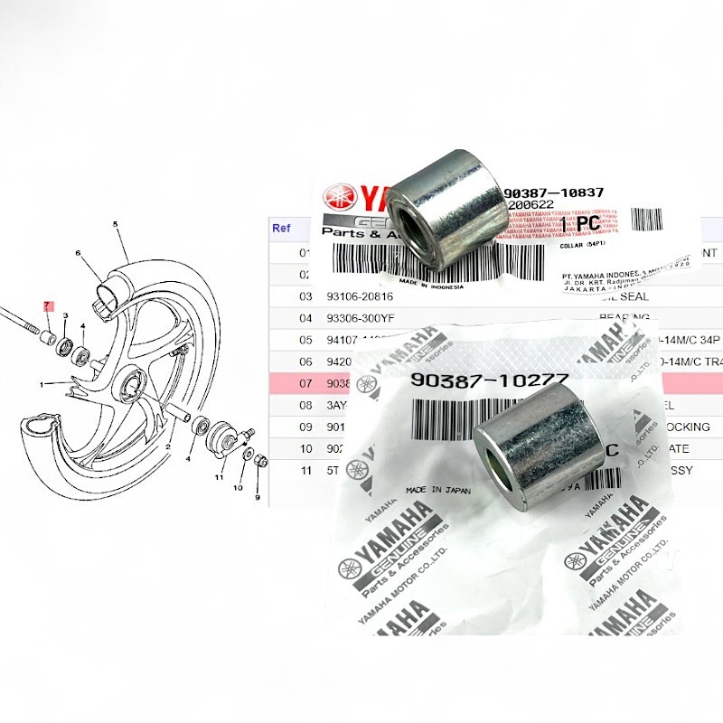 FRONT HUB COLLAR 90387-10277 MIO NOUVO NMAX AEROX 90387-10837 MIO i 125 ...