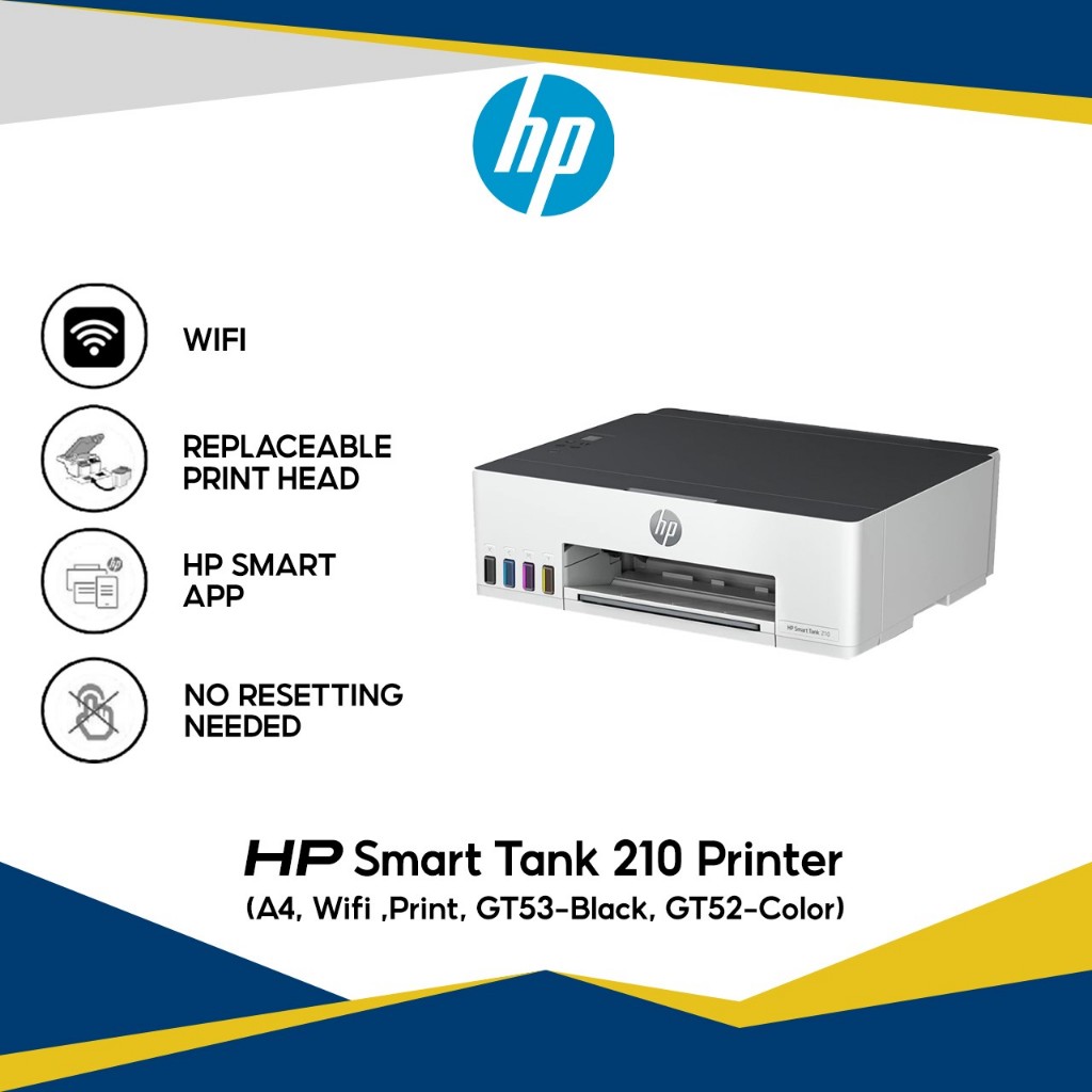 HP Smart Tank 210 Printer (A4, Wifi ,Print, GT53-Black, GT52-Color ...