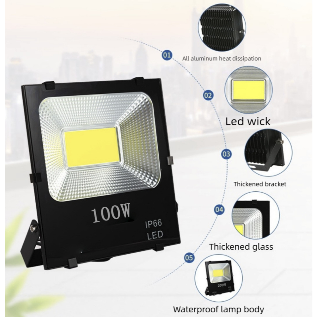 IP66 Waterproof Flood Light Cool White Led 30W 50W 100w | Shopee ...