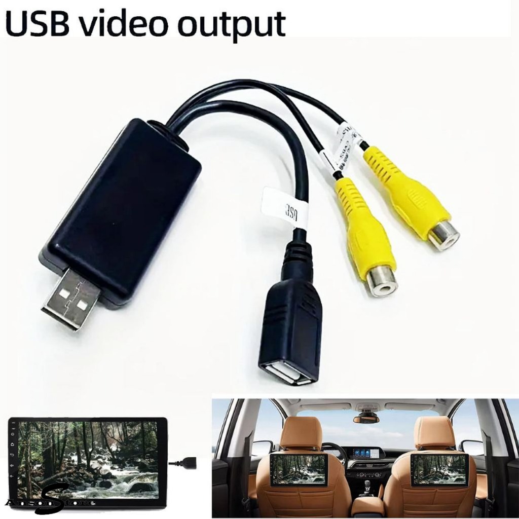 USB Interface Cable To RCA Video Out Adapter Connect Headrest Monitor ...