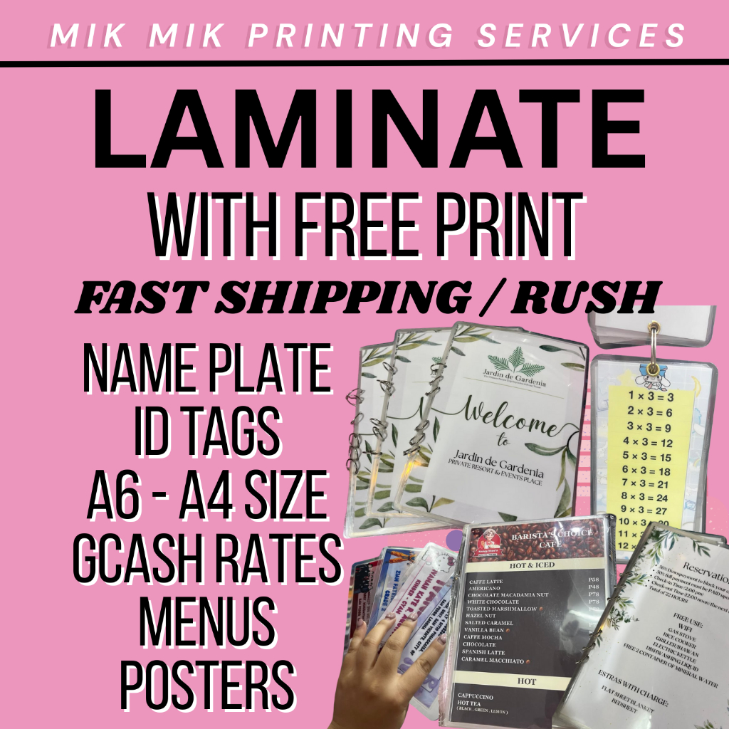 LAMINATE WITH FREE PRINT (ID SIZE TO A4 SIZE) 250 MIC & 125 MIC ...