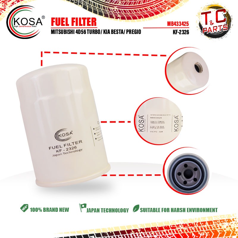 MITSUBISHI 4D56 TURBO KIA BESTA PREGIO FUEL FILTER MB433425 KOSA (1PC ...