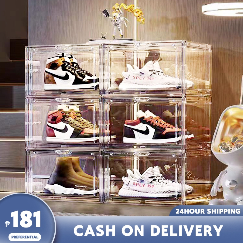 Large transparent Shoe Box Shoe Storage Box Storage Organizer Stackable ...