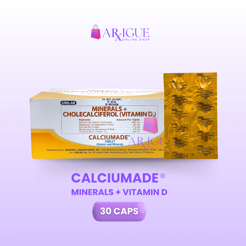 CALCIUMADE 30CAPSULES (Calcium Carbonate+Minerals + cholecalciferol I ...