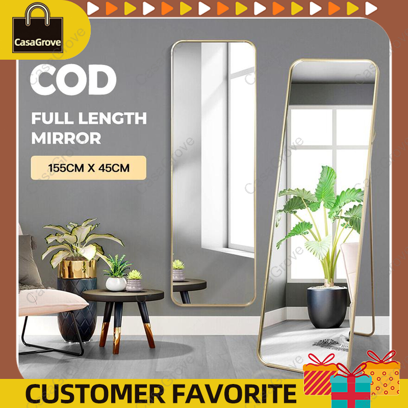 CasaGrove Full-Length Mirror With Stand 155X45cm HD Glass Wall Decor ...