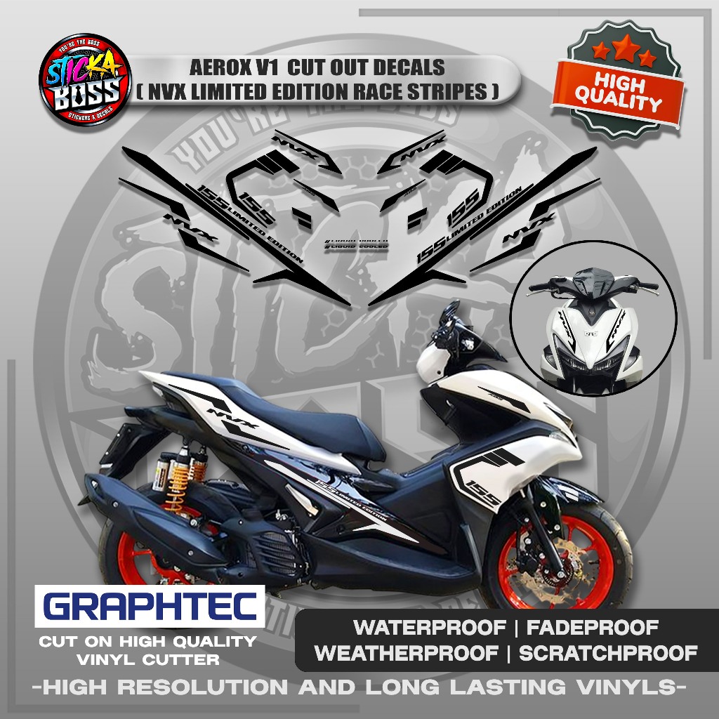 AEROX V1 CUT OUT DECALS ( NVX LIMITED EDITION RACE STRIPES ) | VINYL ...