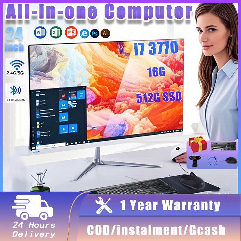 24 inch All in one PC CPU I3 I5 I7 RAM 8G 16G+128G 512GB new PC desktop computer set for gaming ...
