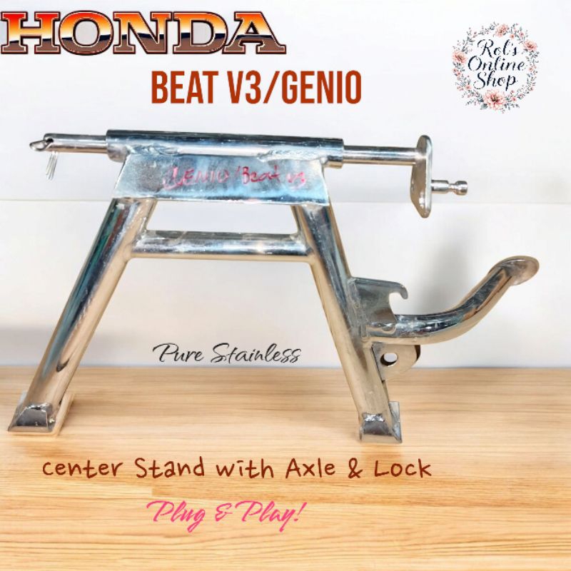 HONDA BEAT V3 / GENIO CENTER STAND PURE STAINLESS 304 WITH AXLE ...