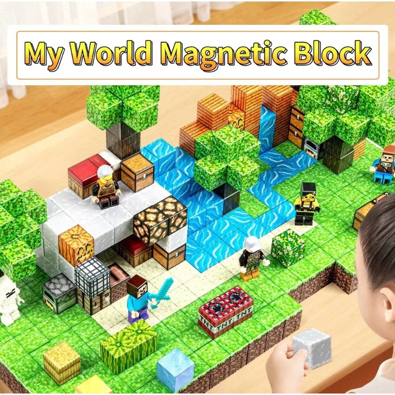 Minecraft Magnetic Cube Assembling Magnetic Building Blocks Children's ...