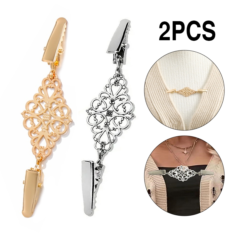 2 Pcs Dress Back Clip Vintage Shirt Cinch Brooch Sweater Cardigan Shawl ...