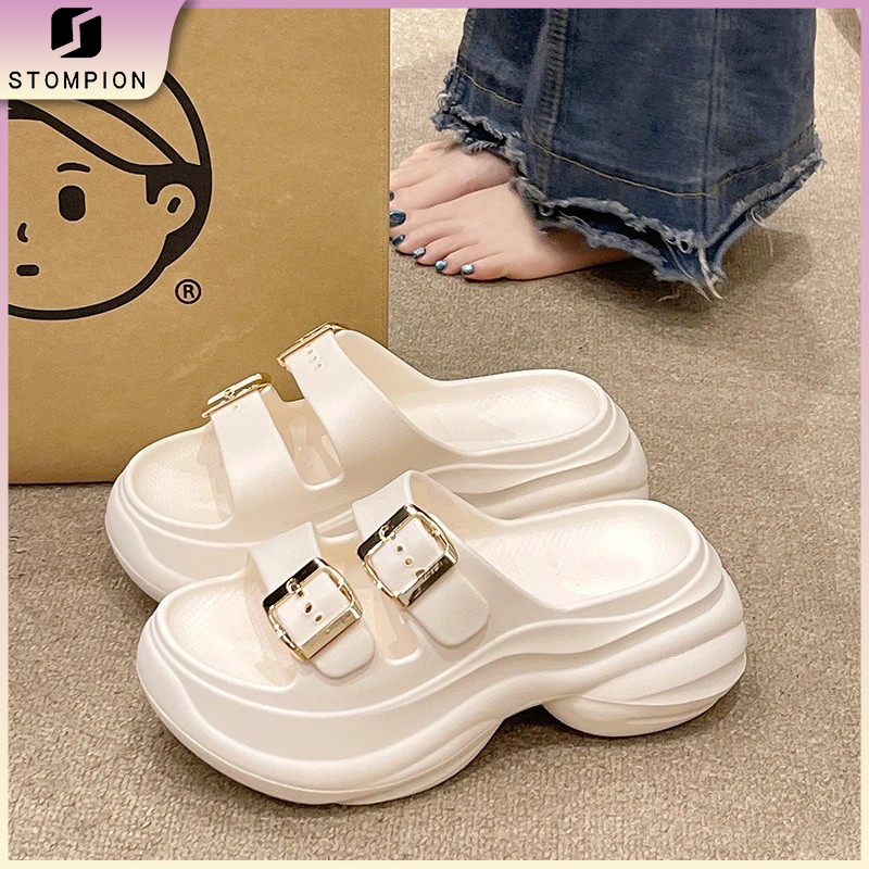 STOMPION Korean Sandals For Women Two Strap Platform Sandals Wedge ...