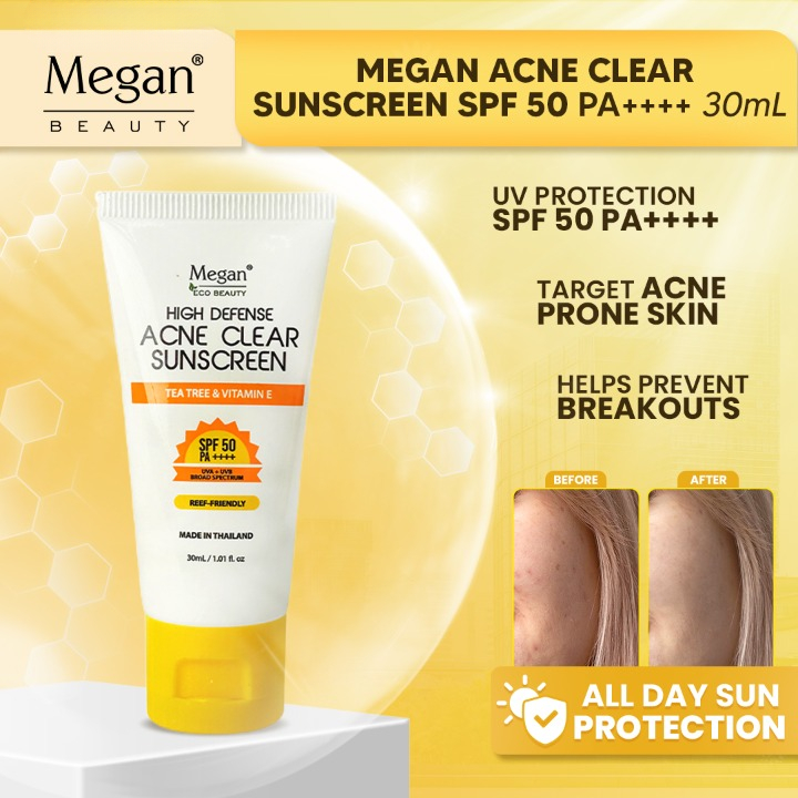 Megan Acne Clear Sunscreen SPF 50 30ml | Shopee Philippines
