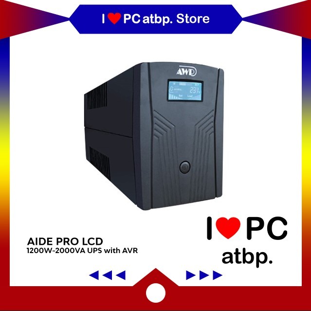 AWP Aide Pro LCD 1200W-2000VA UPS with AVR Uninterruptible Power Supply ...