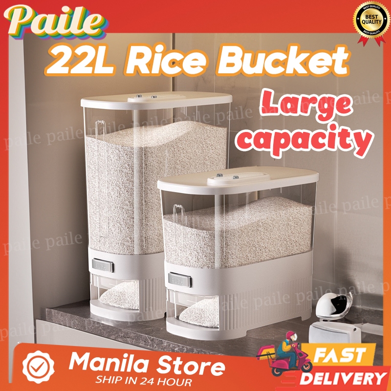 22L Rice Dispenser Rice Storage Box Rice Organizer Rice Container Push ...