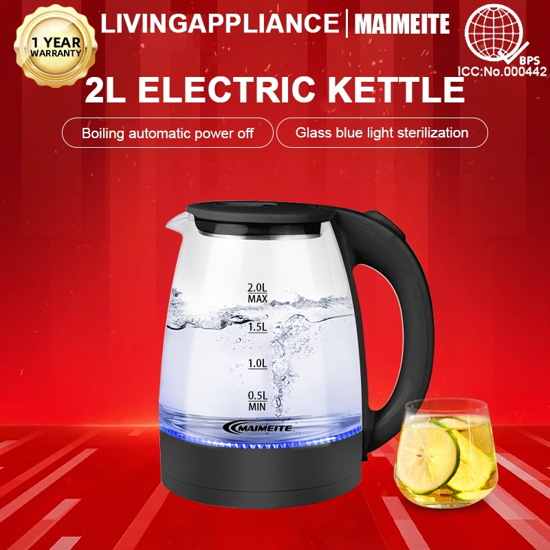 MAIMEITE Electric Kettle 2L Capacity Glass Material Safety Auto-Off ...
