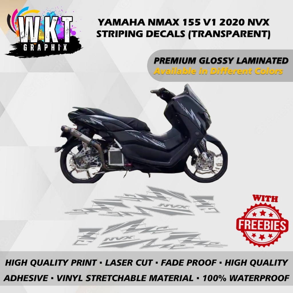 YAMAHA NMAX 155 V1 2020 NVX STRIPING TRANSPARENT DECALS (WATERPROOF ...