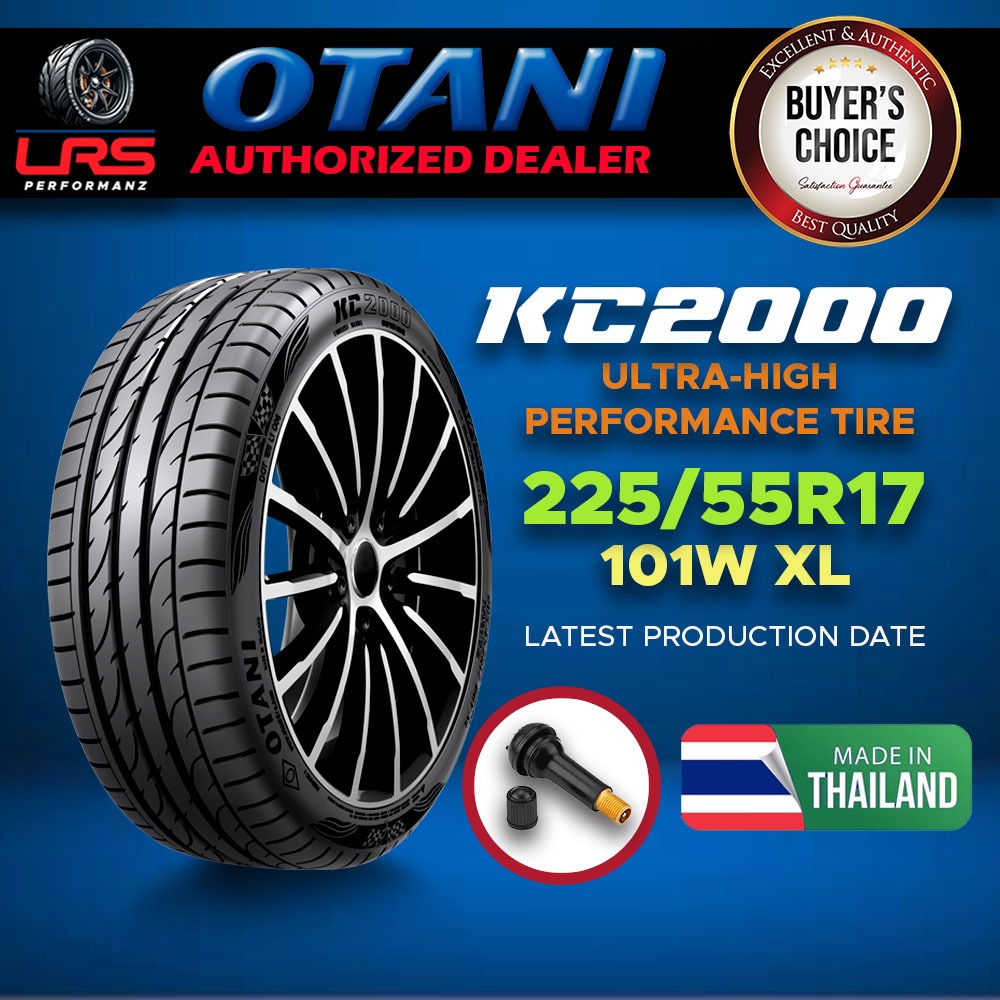 OTANI 225/55 R17 101W XL - KC2000 (Thailand made, with free tire valve) | Shopee Philippines