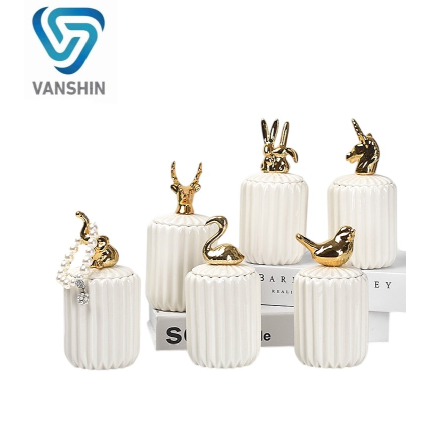 Ceramic Animal Storage Jars Bear Rabbit Cover Spices Candy Tank ...