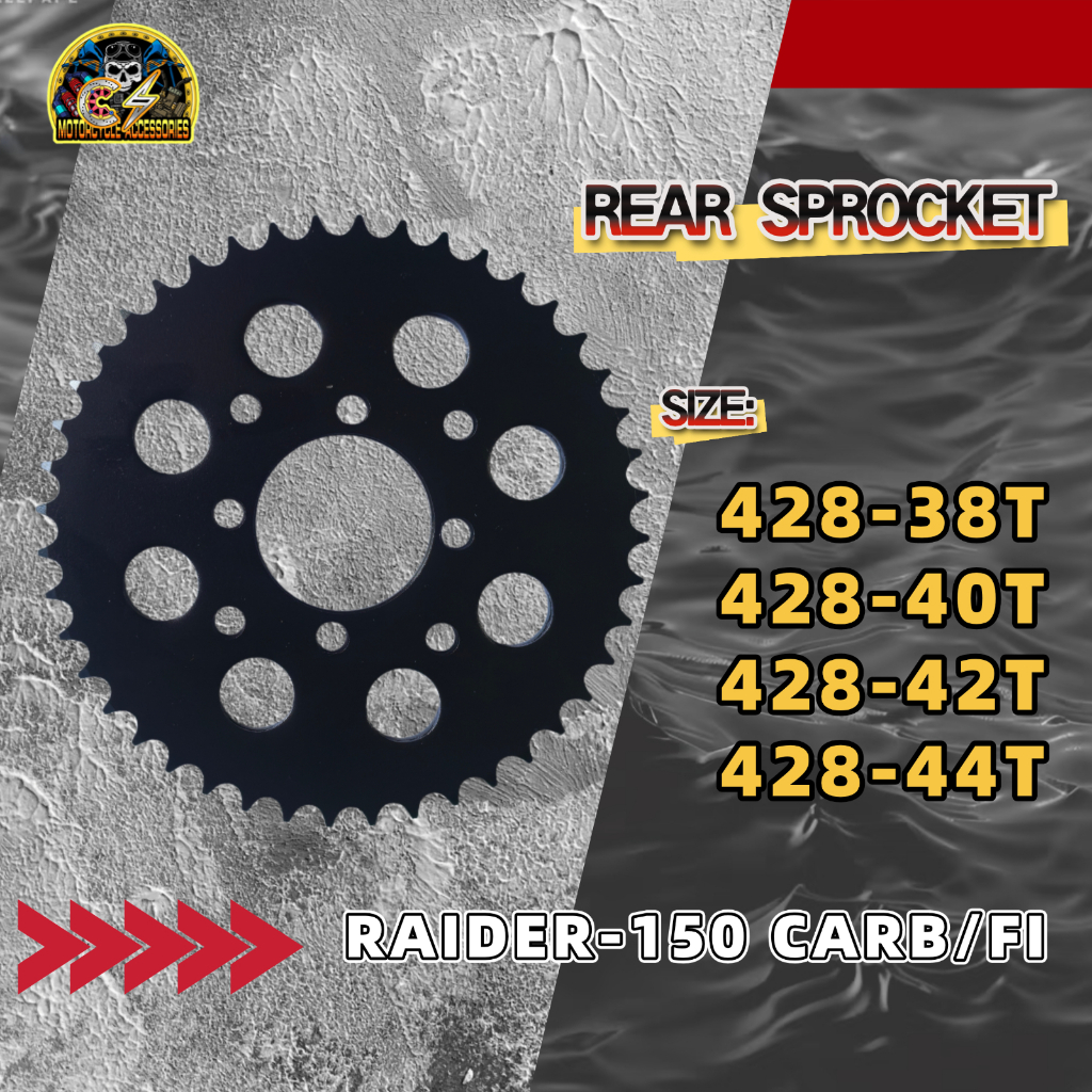 CS Motorcycle 428 Rear Sprocket Raider R150 Carb / Fi - 38T 40T 42T 44T ...