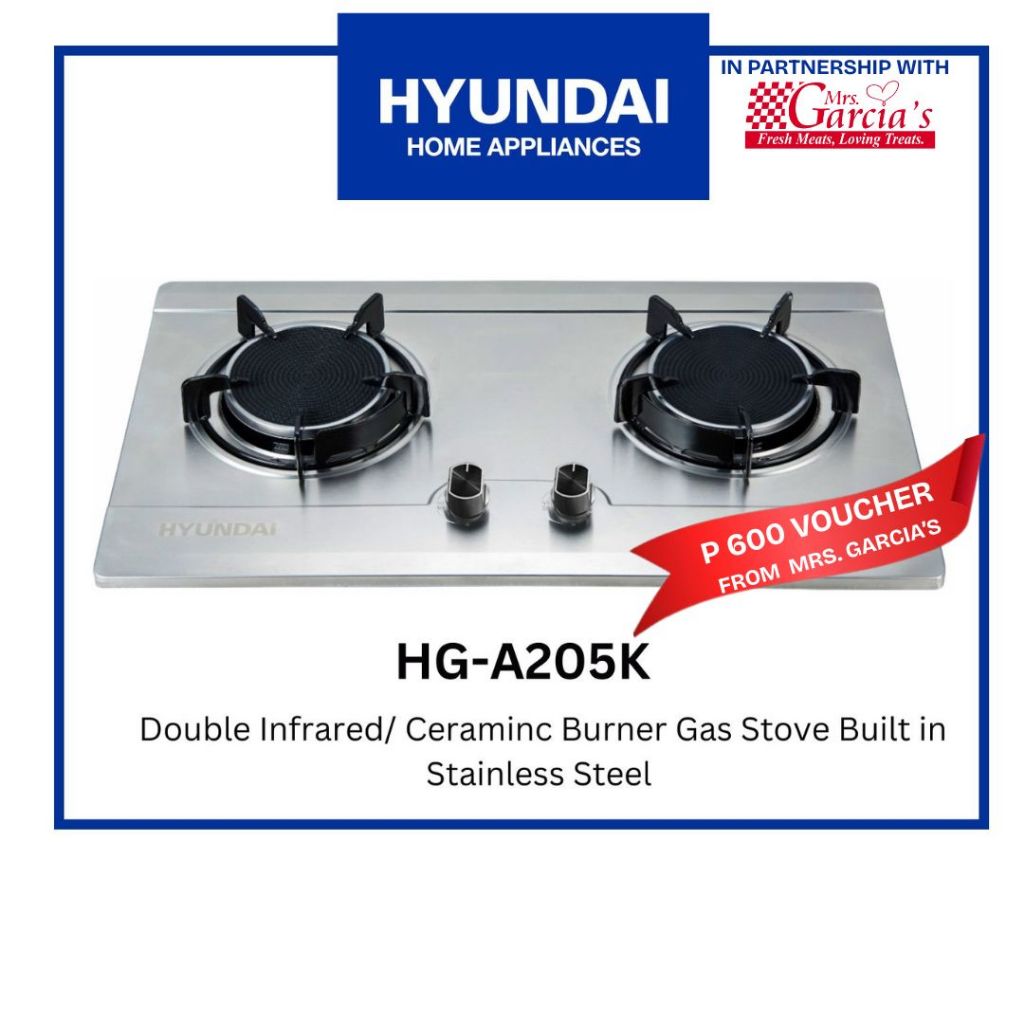 Hyundai Double Infrared/ Ceraminc Burner Gas Stove Built in Stainless ...