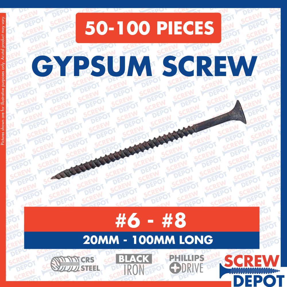 50-100PCS #6 - #8 x 20MM ~ 100MM Gypsum Screw / Black Screw for Drywall ...