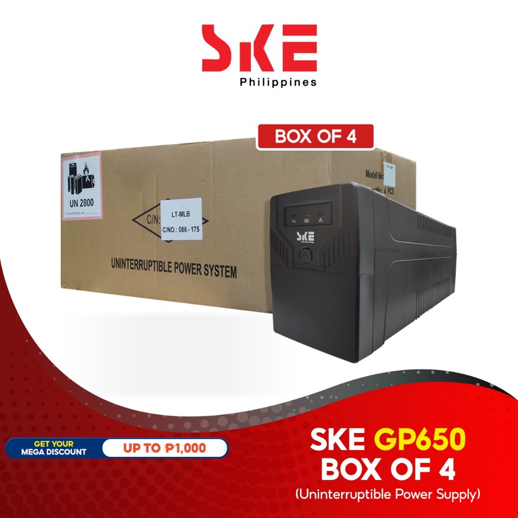 SKE UPS 650VA-390W Box of 4 Uninterruptible Power Supply, Surge/AVR, 2 ...