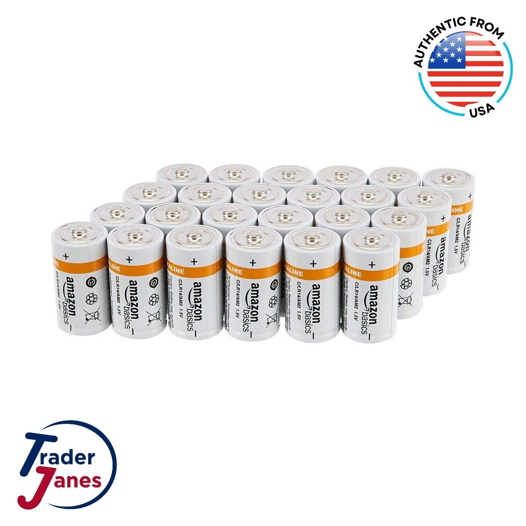 AmazonBasics C Cell 1.5 Volt Everyday Alkaline Batteries, 24 Pack ...