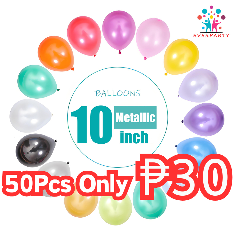 50/20/10PCS 10 inch Balloon Metallic Glossy Latex Balloons Birthday ...