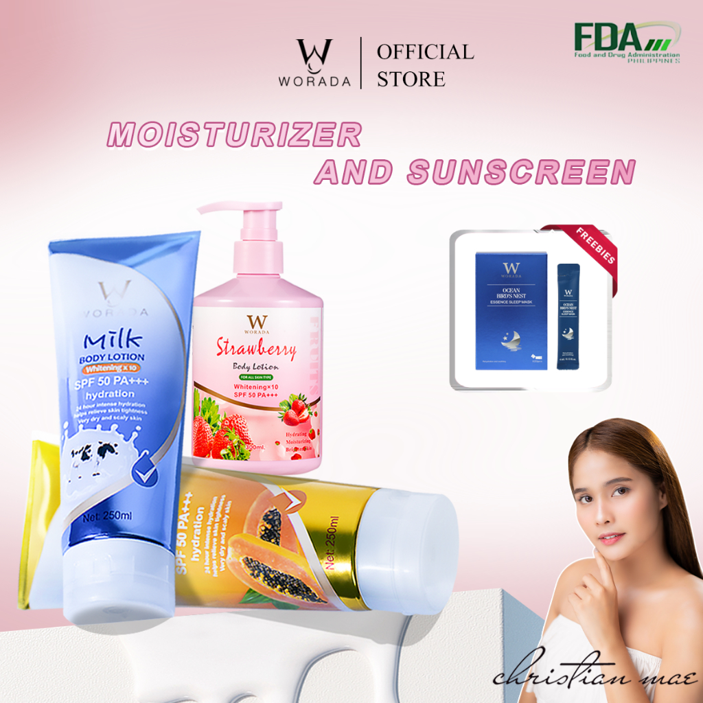 【FDA approved】WORADA sunscreen whitening body lotion SPF50+++ whitens ...