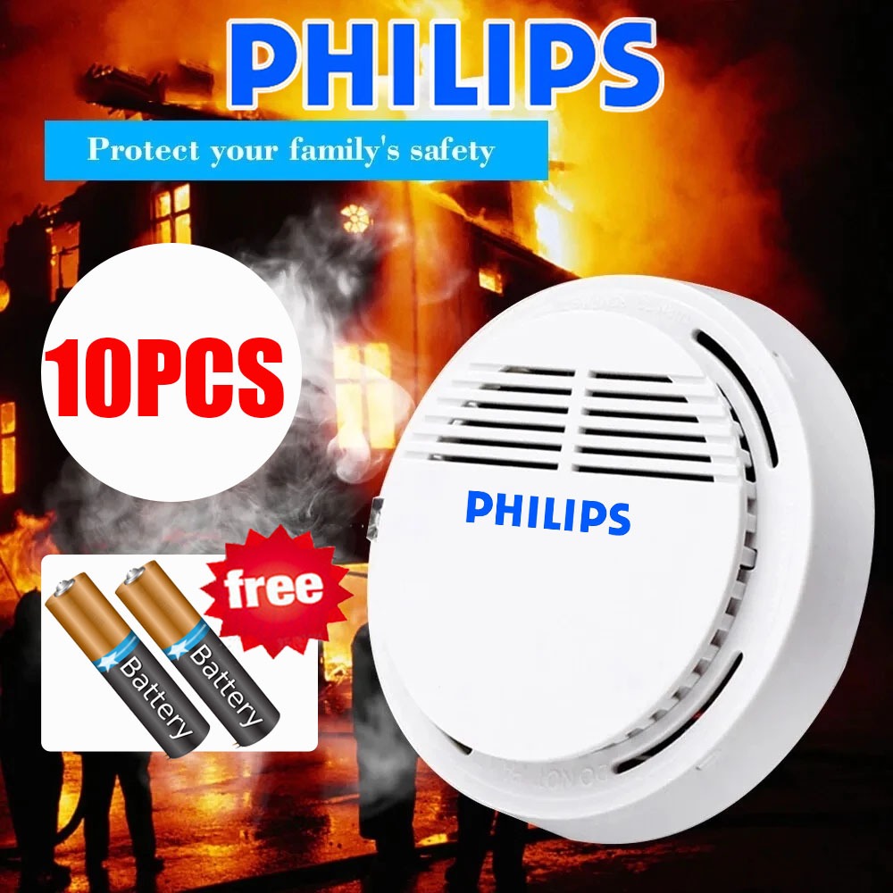 PHILIPS 10PCS Smoke Alarm All round Smoke Fire Detector Home Hotel ...