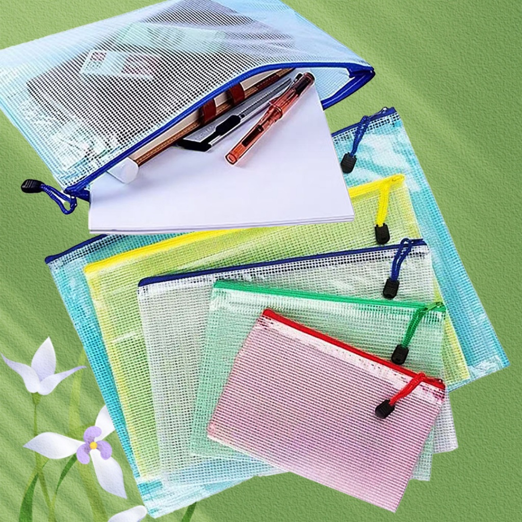 A4/A5/A6 stationery bag Zipper File Bag mesh pencil organizer bag ...