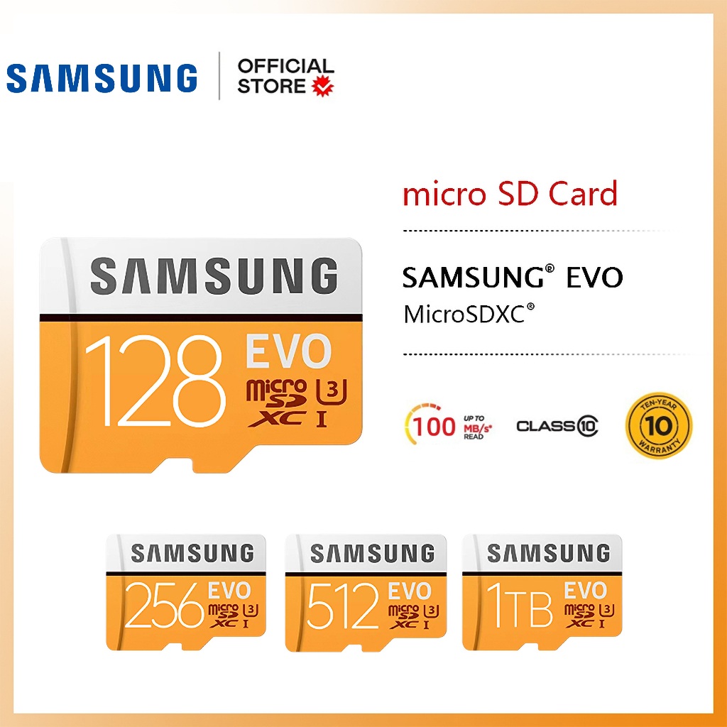 Samsumg 100% Original Class 10 Micro SD Card Memory Card EVO PLUS 128GB ...