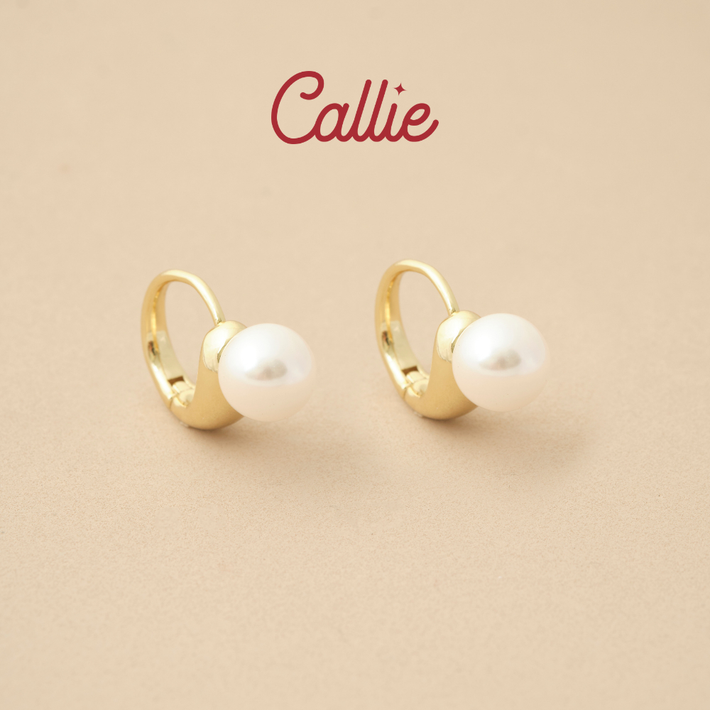 Callie 14k Gold Plated Delphine Plain Pearl Hoop Shop.Callie | Shopee ...
