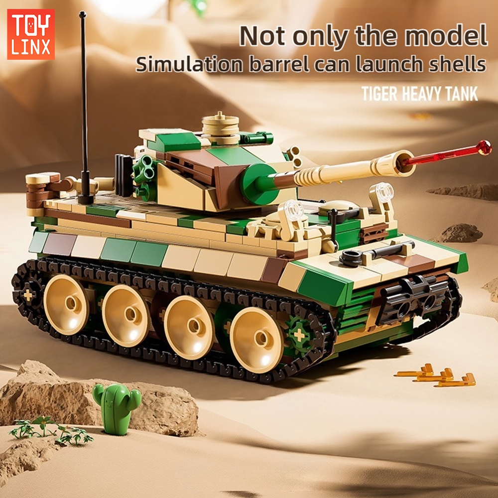 TOYLINX Tiger Tank Building Blocks – Military Model Toy for Kids ...