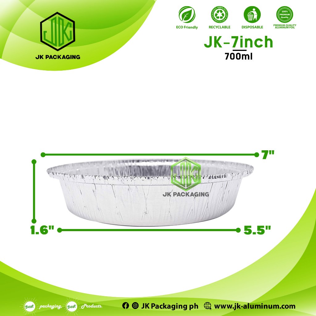 JK PACKAGING [10 PCS.] ( 7 Inch Round ) Aluminum Tray w/ Cover RO 700ml JK-7inch | Shopee ...