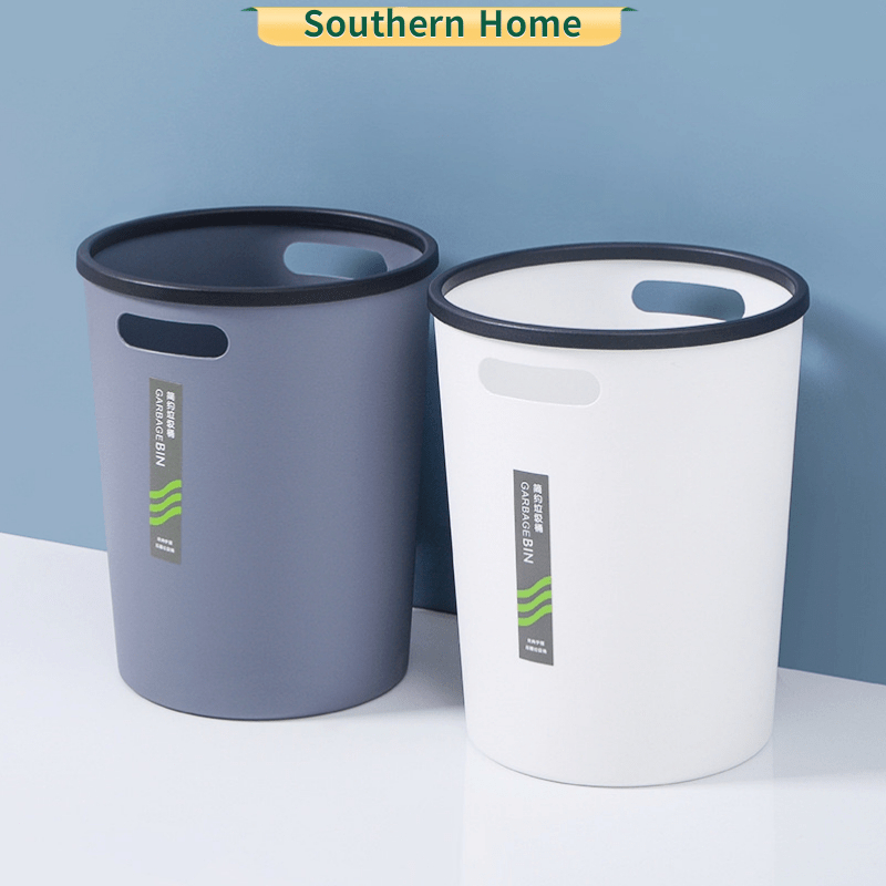 Pressing Ring Trash Can Plastic Garbage Can For Kitchen Bathroom ...