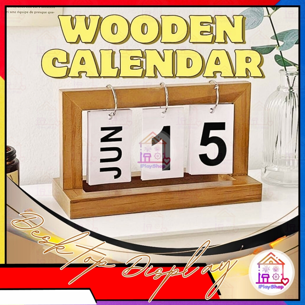 Modern Style Date Wooden Calendar Board Flip Desktop Table Minimalist ...
